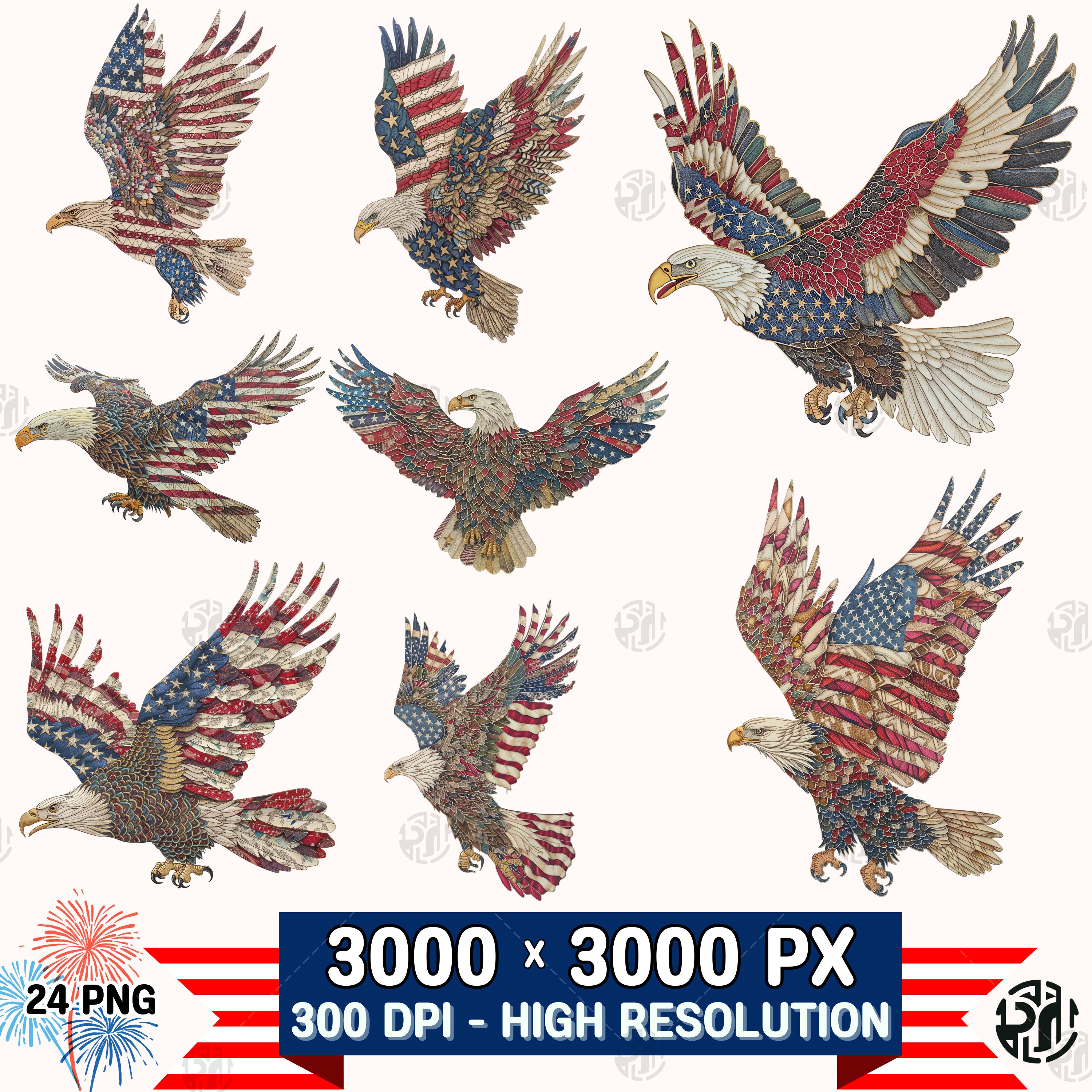 Watercolor Patriotic Eagle PNG, 4th of July Clip Art, American Flag ...