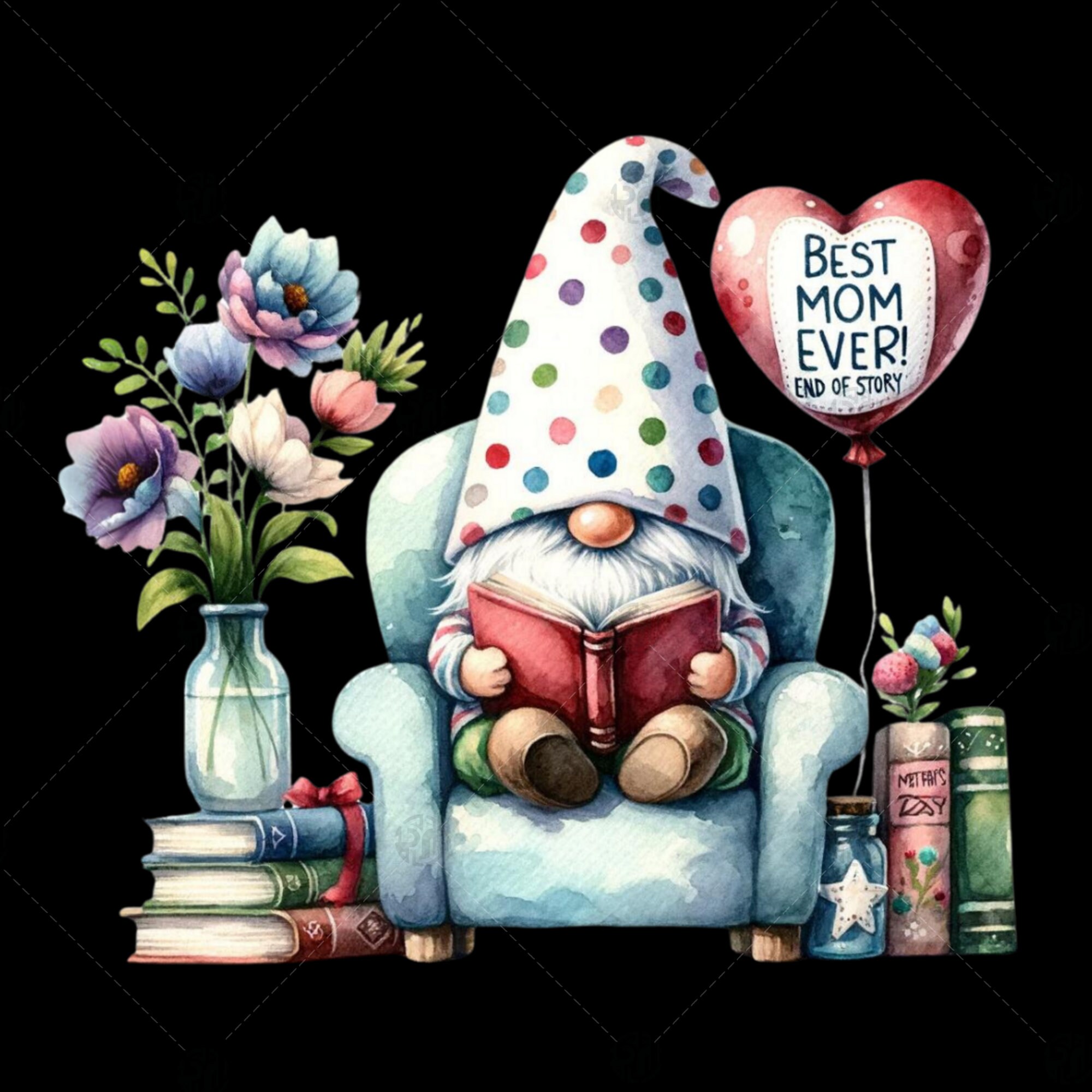 Watercolor Mothers Day Gnome PNG, Cute Mother Gnomes Clipart, Mommy ...