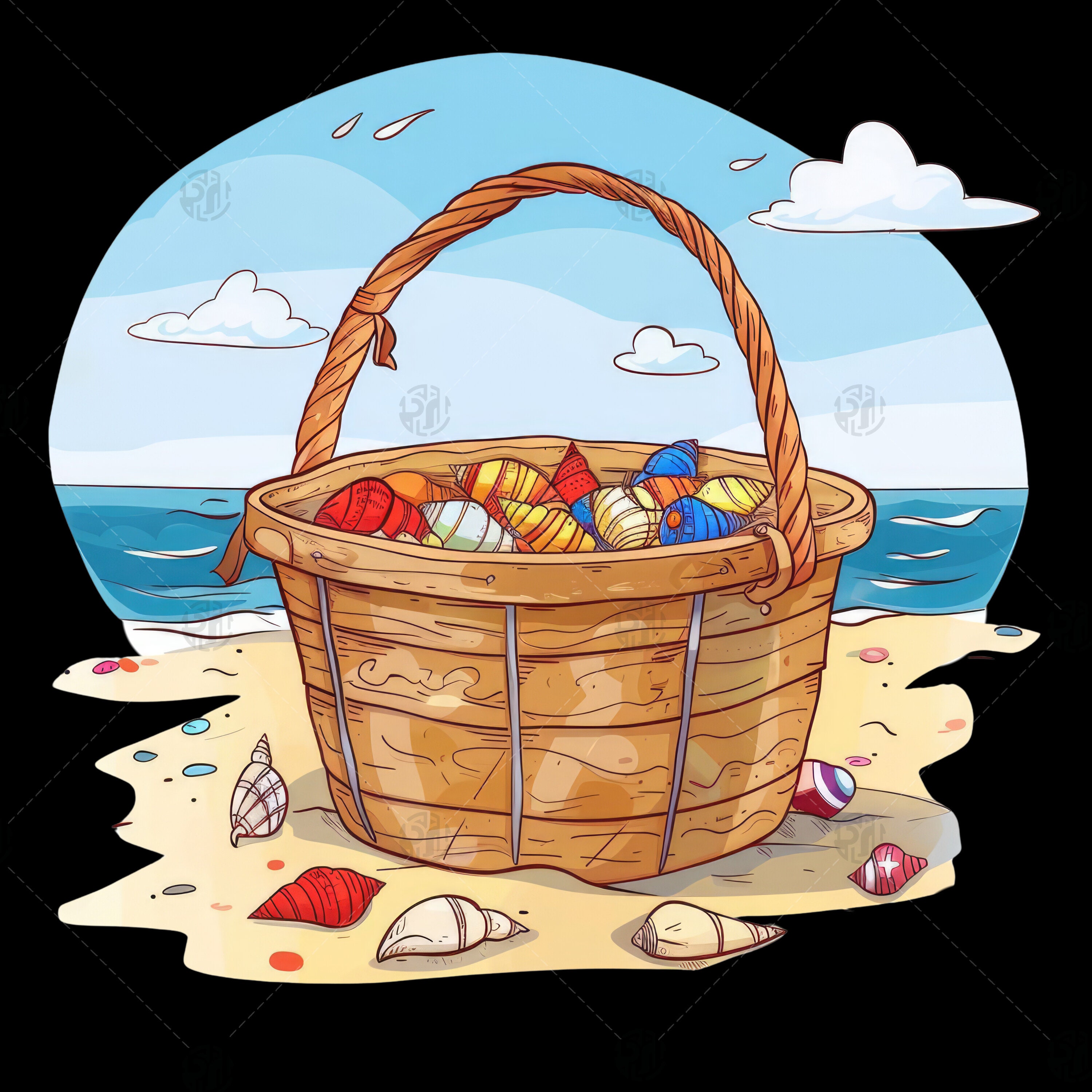 Watercolor Nautical Summer Beach PNG, Ocean Clip Art Portrait, Travel ...