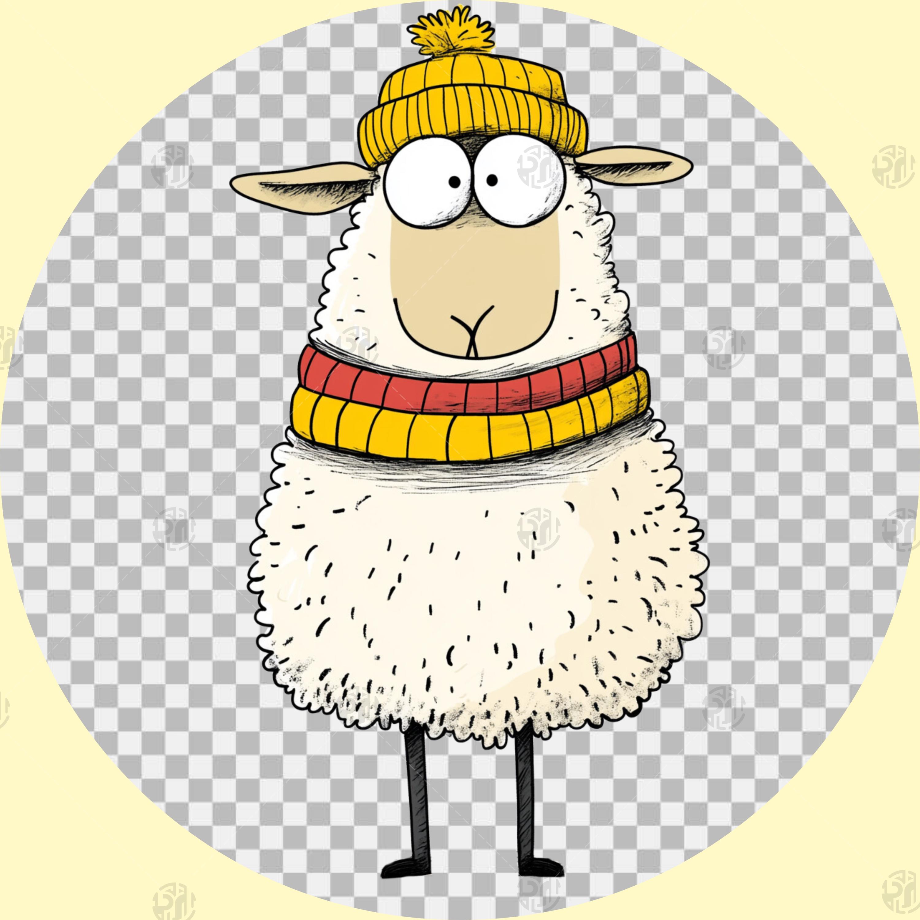 Watercolor Funny Sheep PNG, Cute and Quirky Clip Art, Cartoon Clipart ...