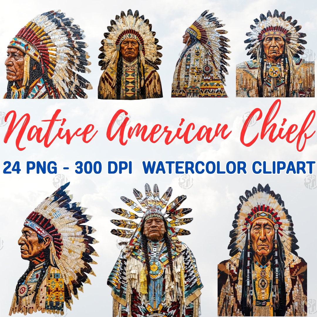 Watercolor Native American Chief PNG, Indigenous Indian Clip Art ...