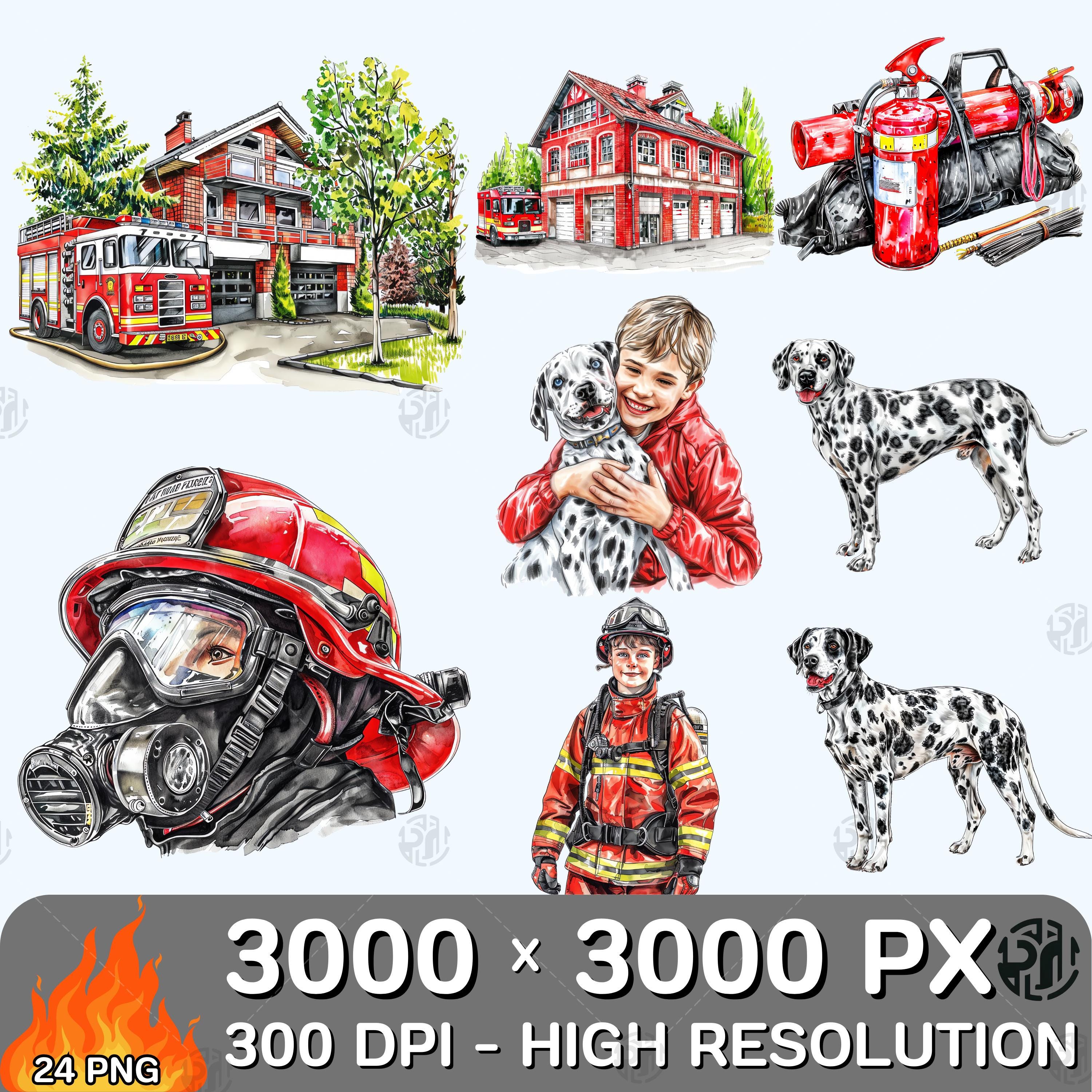 Watercolor Firefighter PNG, Fire Truck Station Clip Art, Firetruck ...