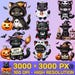 Watercolor Black Cat Halloween PNG, Kawaii Pumpkin Clip Art, Cute Ghost ...