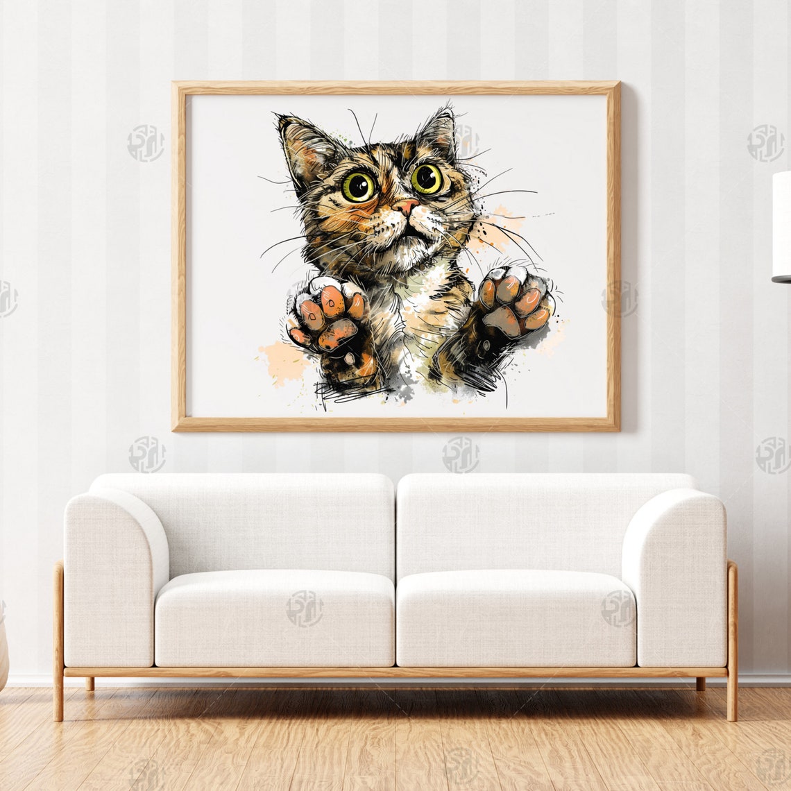 Watercolor Whimsical Cats PNG, Quirky Kitten Clip Art Portrait, Cute ...