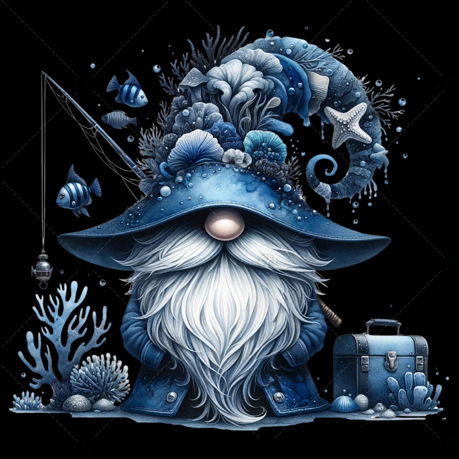 Watercolor Fishing Gnome PNG, Cute Fisherman Gnomes Clipart, Fly ...