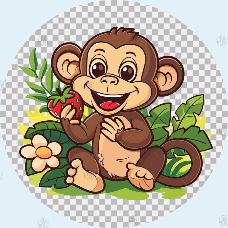Watercolor Cute Monkey PNG, Animal Clip Art Portrait, Monkeys With ...