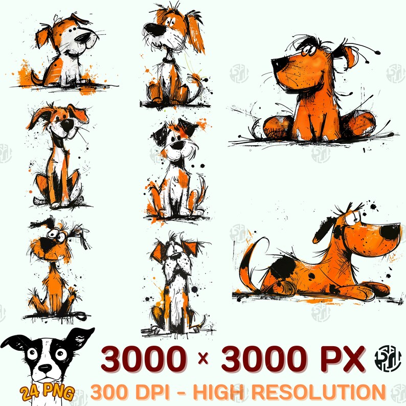 Watercolor Quirky Cartoon Dog PNG, Splashes of Color Clip Art, Funny ...