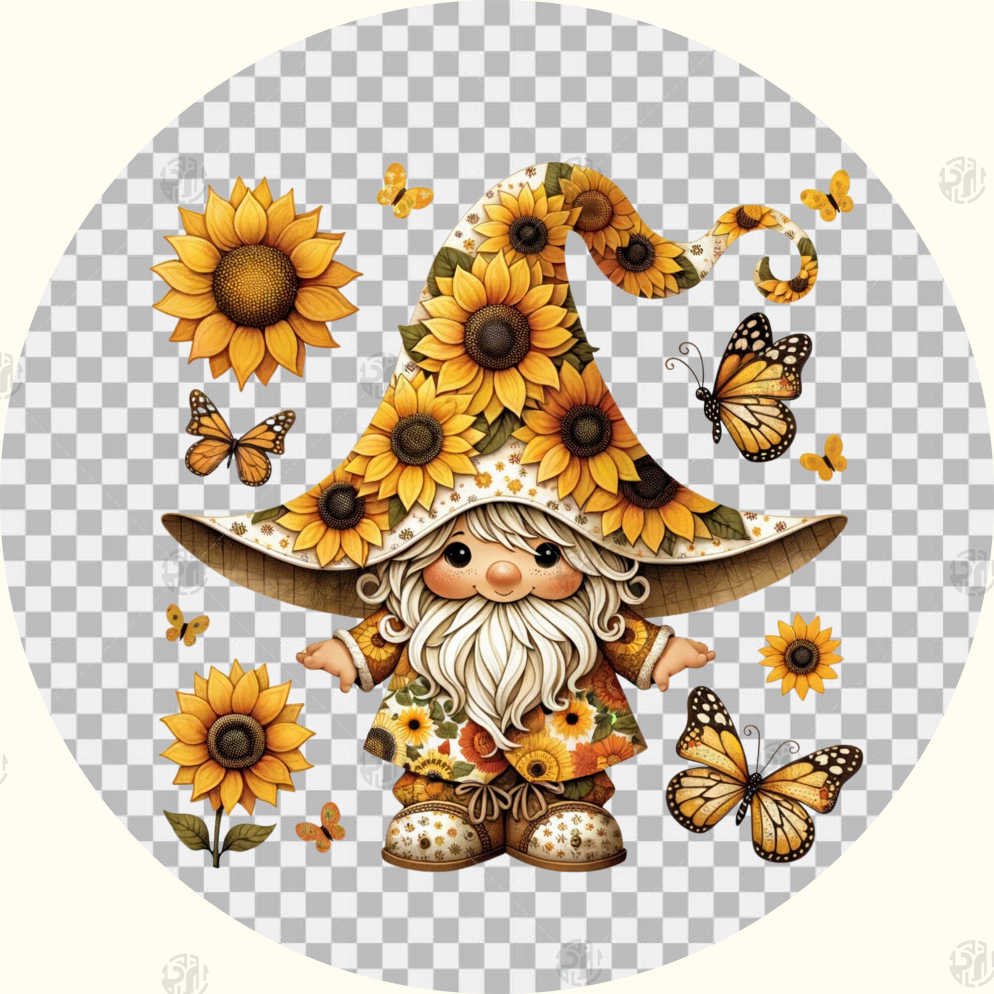 Watercolor Sunflower Gnome PNG, Cute Sunflowers Gnomes Clipart ...