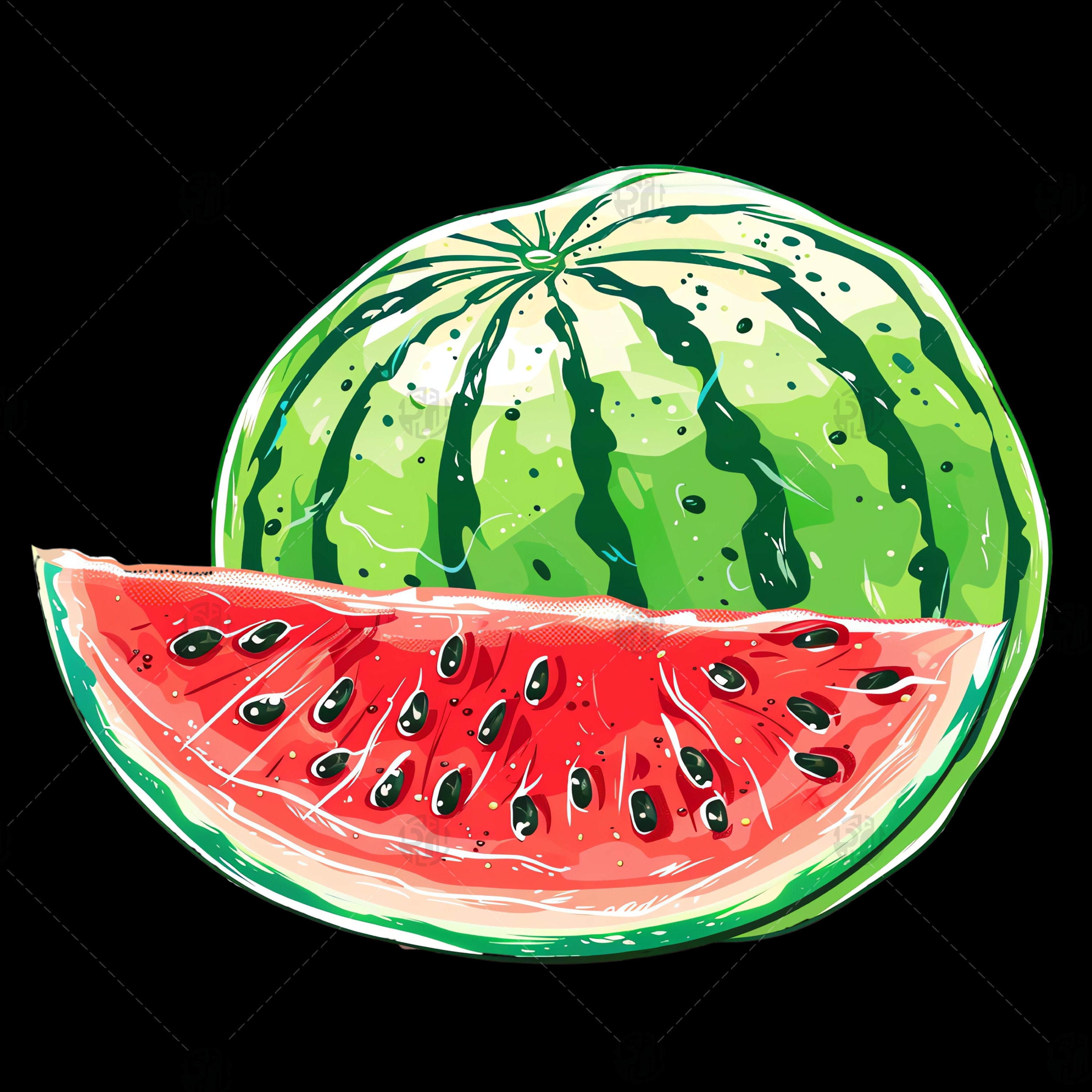 Watercolor Juicy Watermelon Slice PNG, Picnic Clip Art, Summer Fruit ...