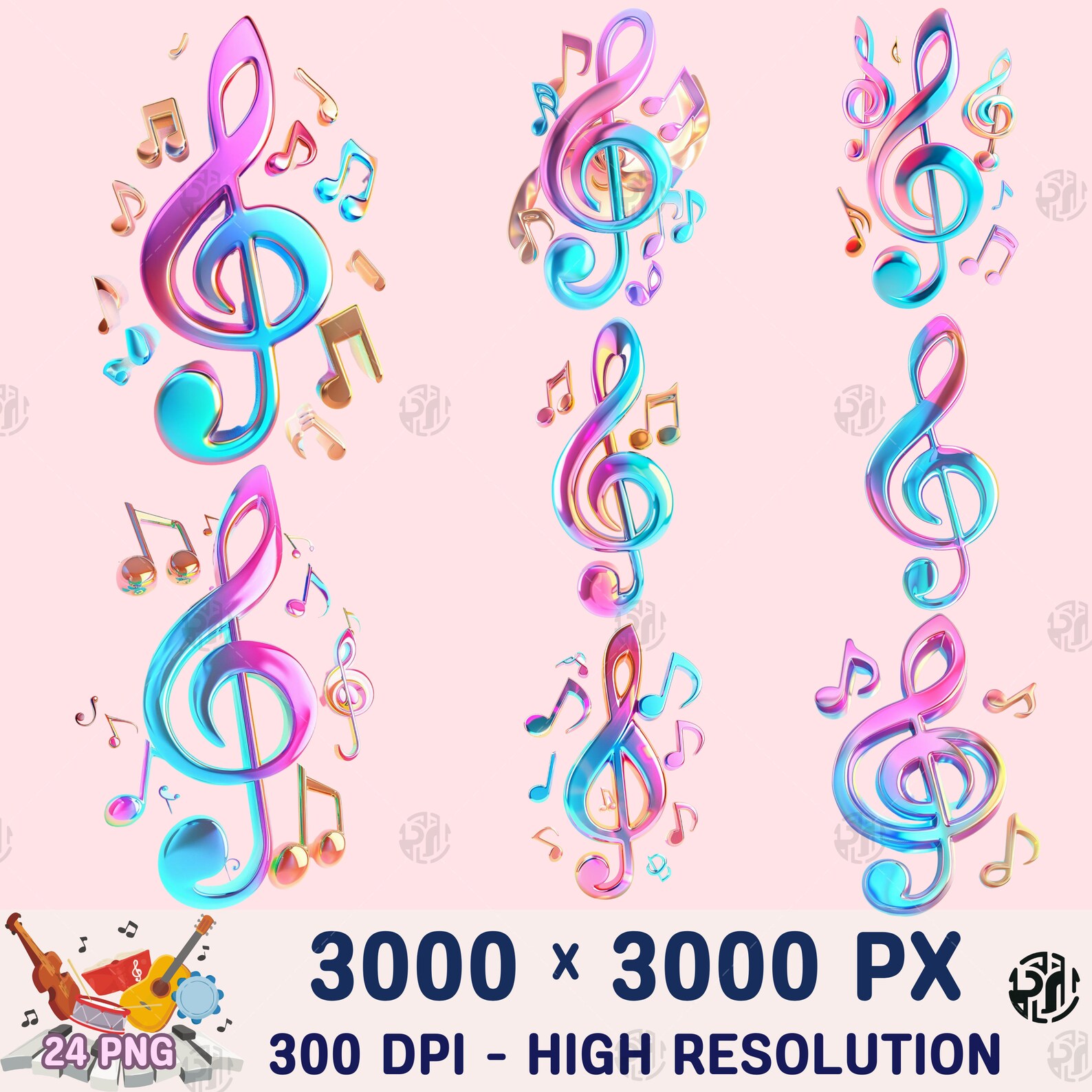 Watercolor Music Notes PNG, Symbol Note Clip Art, Melody Sound Clipart ...