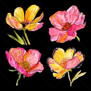 Watercolor Vibrant Pink Flower PNG, Blooming Floral Clip Art, Botanical ...
