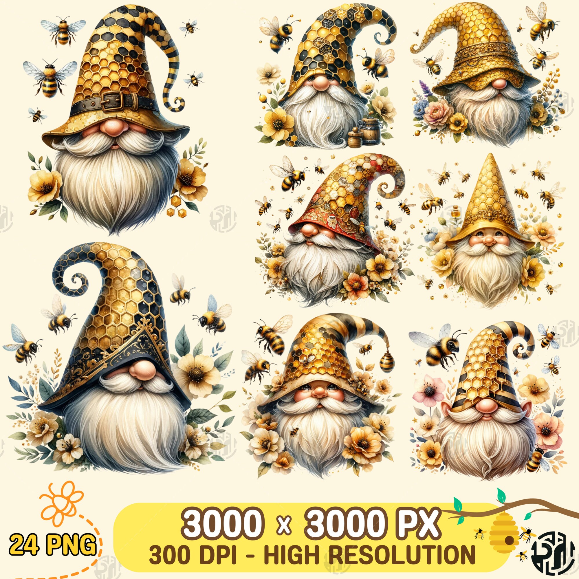 Watercolor Beekeeper Gnome PNG, Cute Flower Bee Gnome Clipart, Gnomes ...