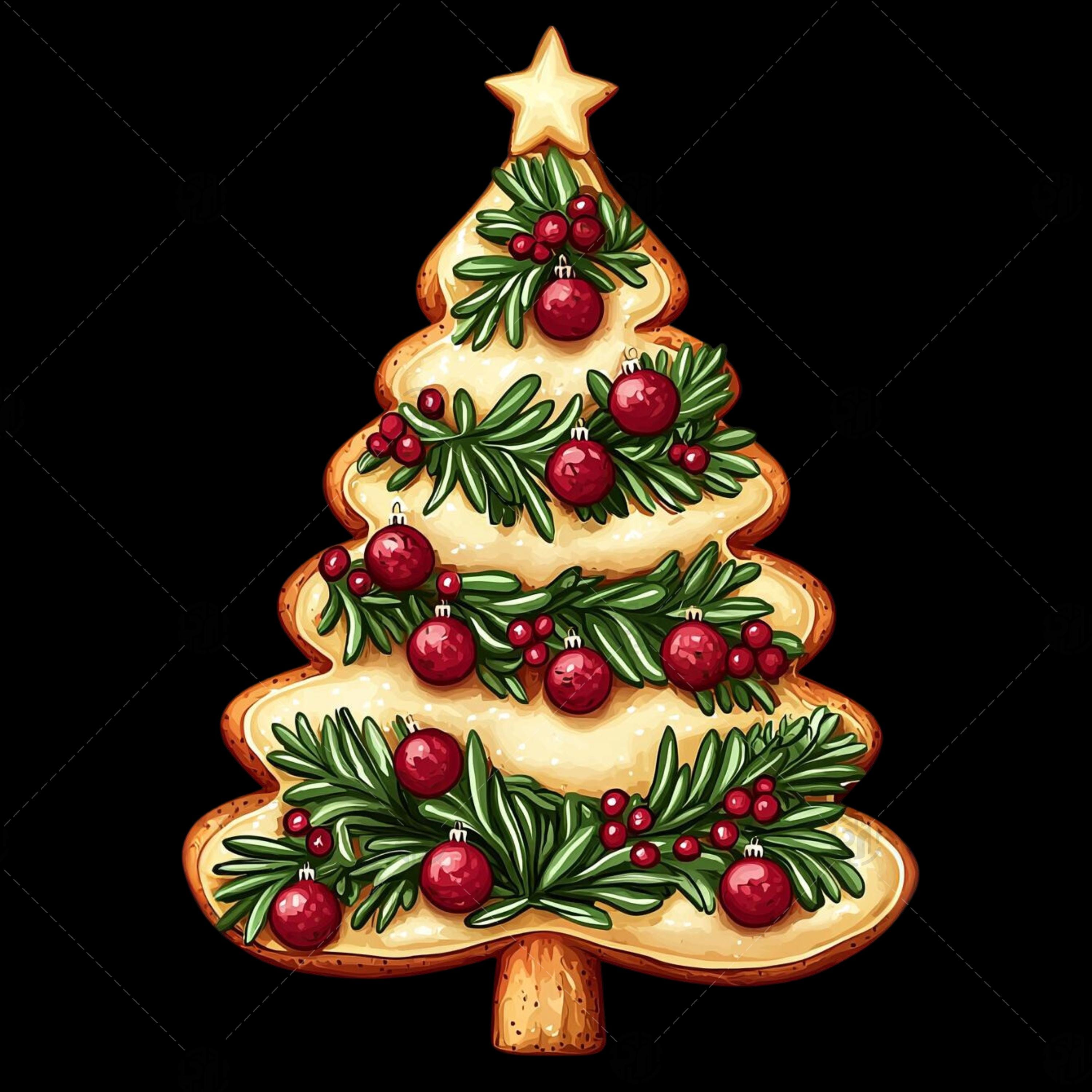 Watercolor Christmas Tree Cookie PNG, Festive Baking Cookies Clip Art ...