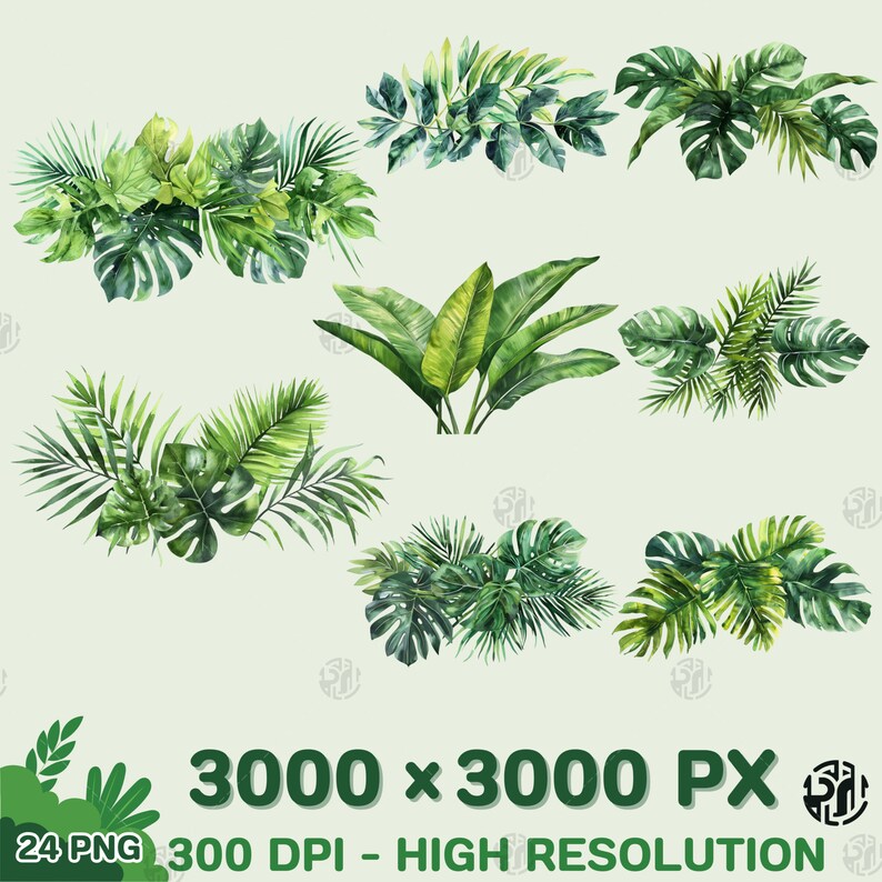 Watercolor Tropical Leaves PNG, Green Plant Clipart, Monstera Nature ...
