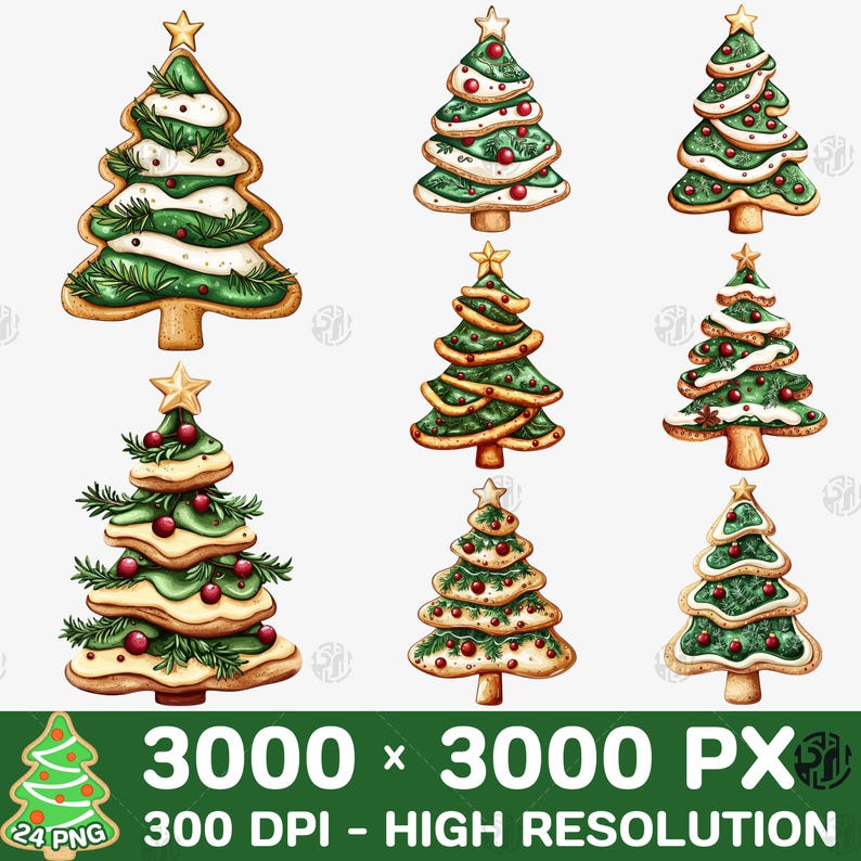 Watercolor Christmas Tree Cookie PNG, Festive Baking Cookies Clip Art ...