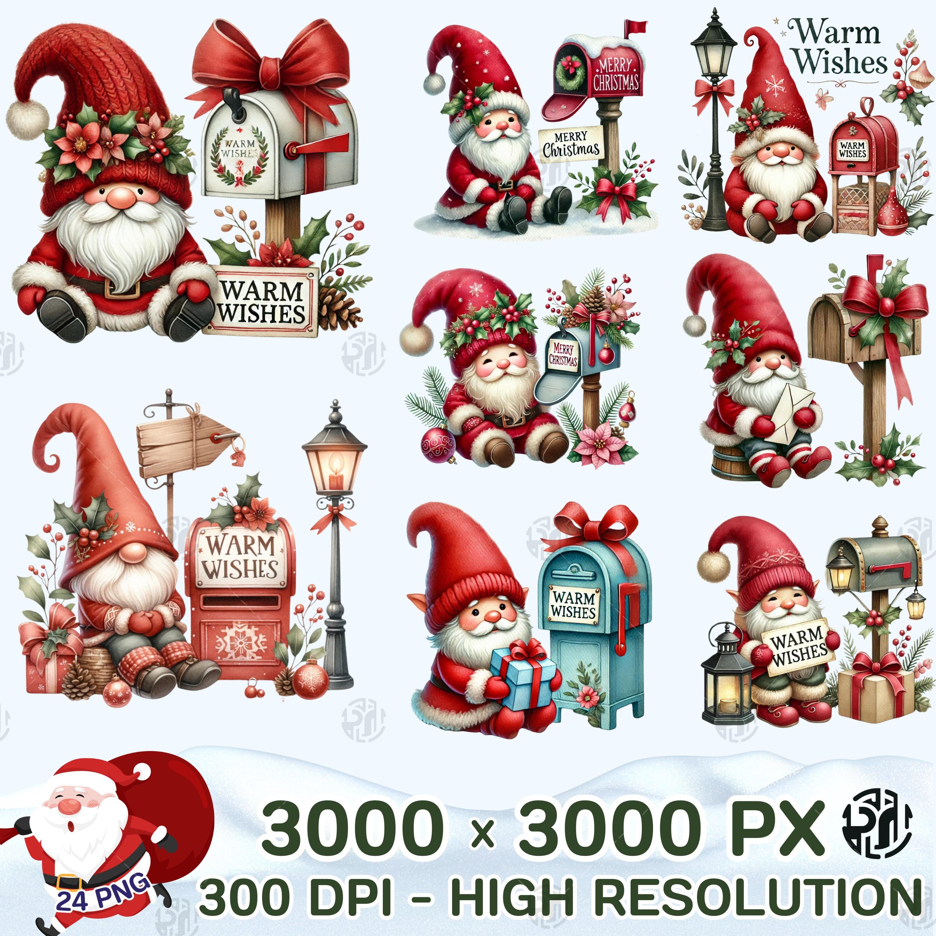 Watercolor Christmas Mailbox Gnome PNG, Cute Gnomes Clip Art, Holiday ...