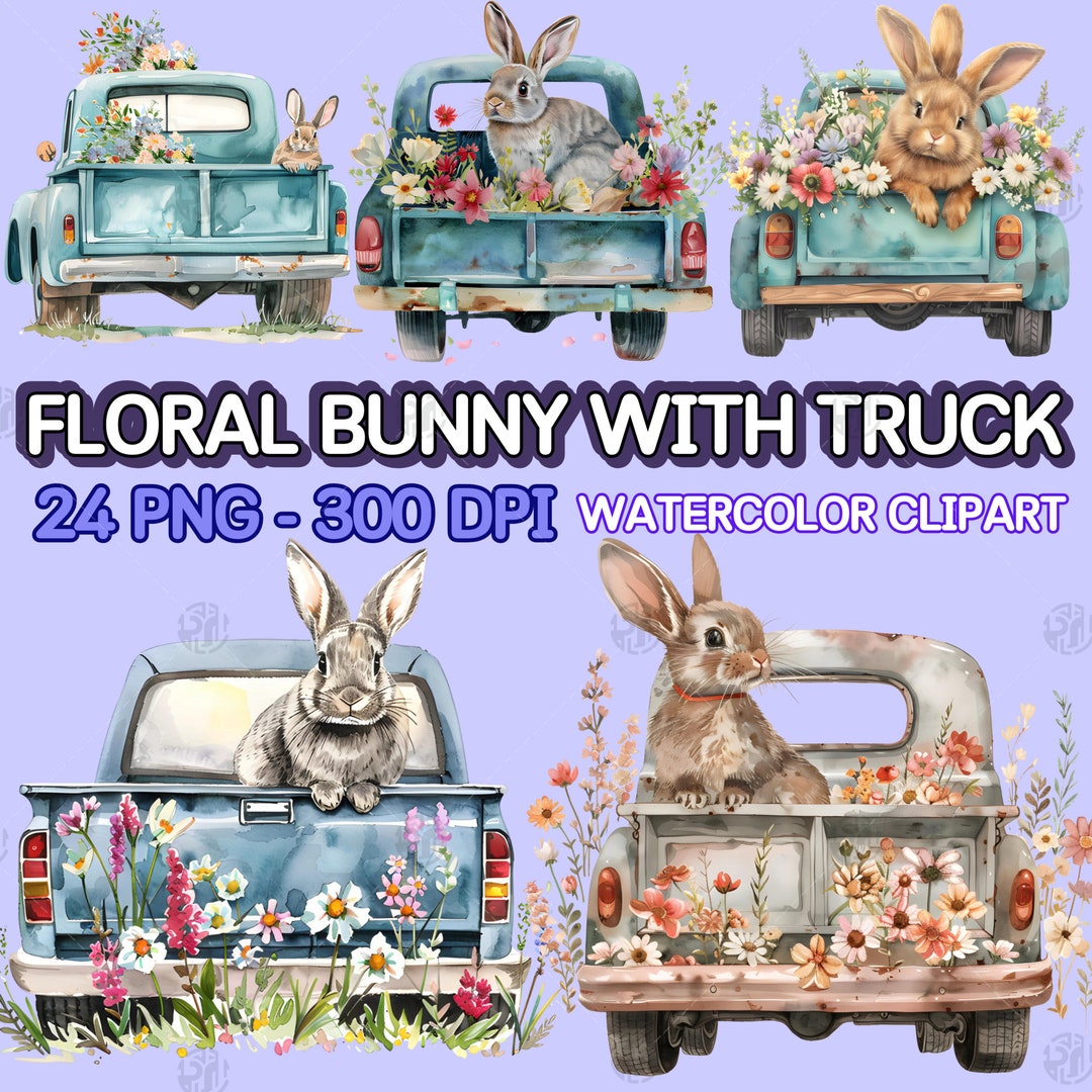 Watercolor Floral Bunny PNG, Cute Flower Rabbit Clipart, Easter Clip ...