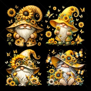 Watercolor Sunflower Gnome PNG, Cute Sunflowers Gnomes Clipart ...