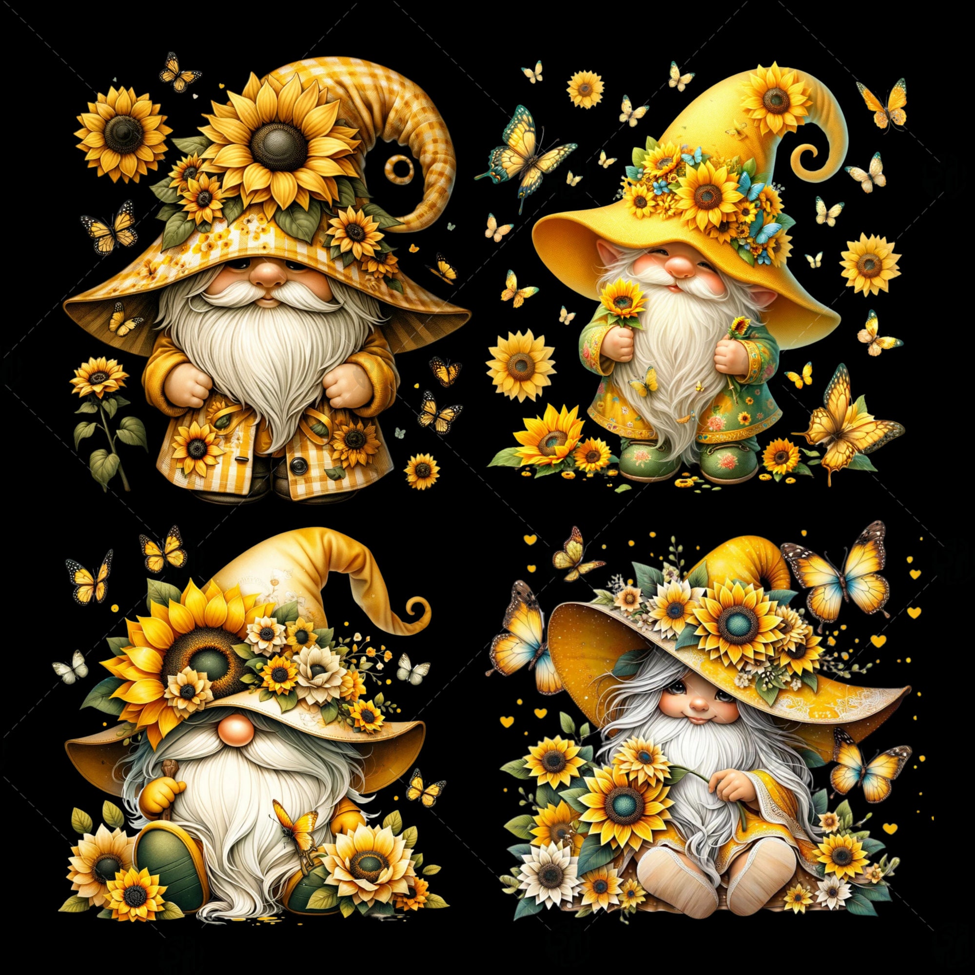 Watercolor Sunflower Gnome PNG, Cute Sunflowers Gnomes Clipart ...