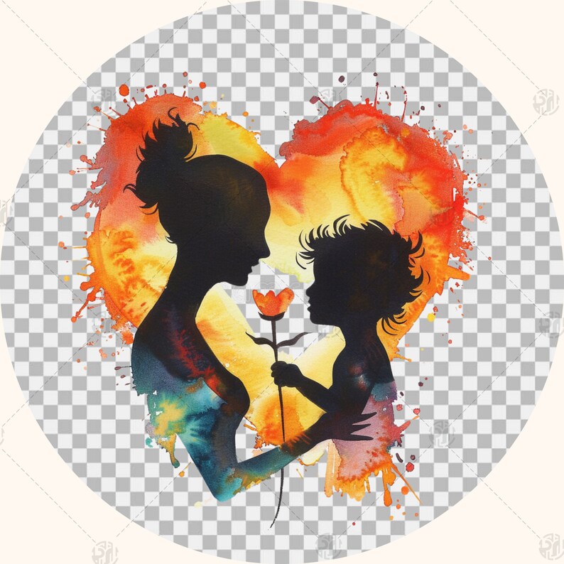 Watercolor Flower Mother's Day PNG, Happy Mother Clip Art Portrait ...