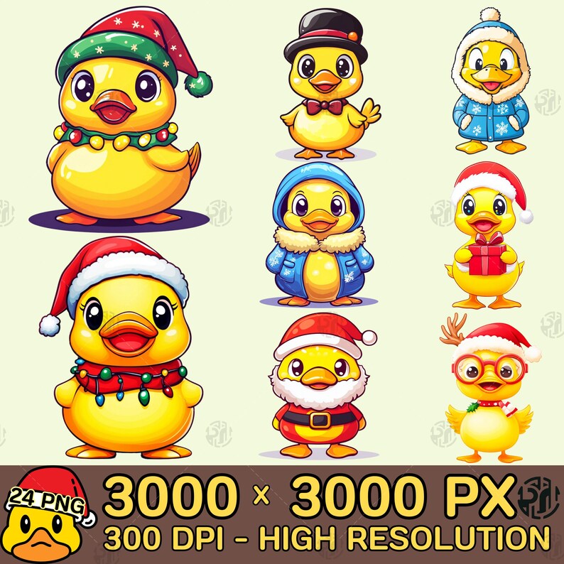Watercolor Christmas Rubber Duck PNG, Winter Clip Art, Festive Clipart ...