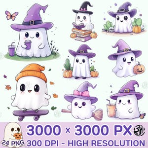 Watercolor Cute Pastel Spooky Ghost PNG, Halloween Clip Art, Kawaii ...