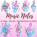 Watercolor Music Notes PNG, Symbol Note Clip Art, Melody Sound Clipart ...
