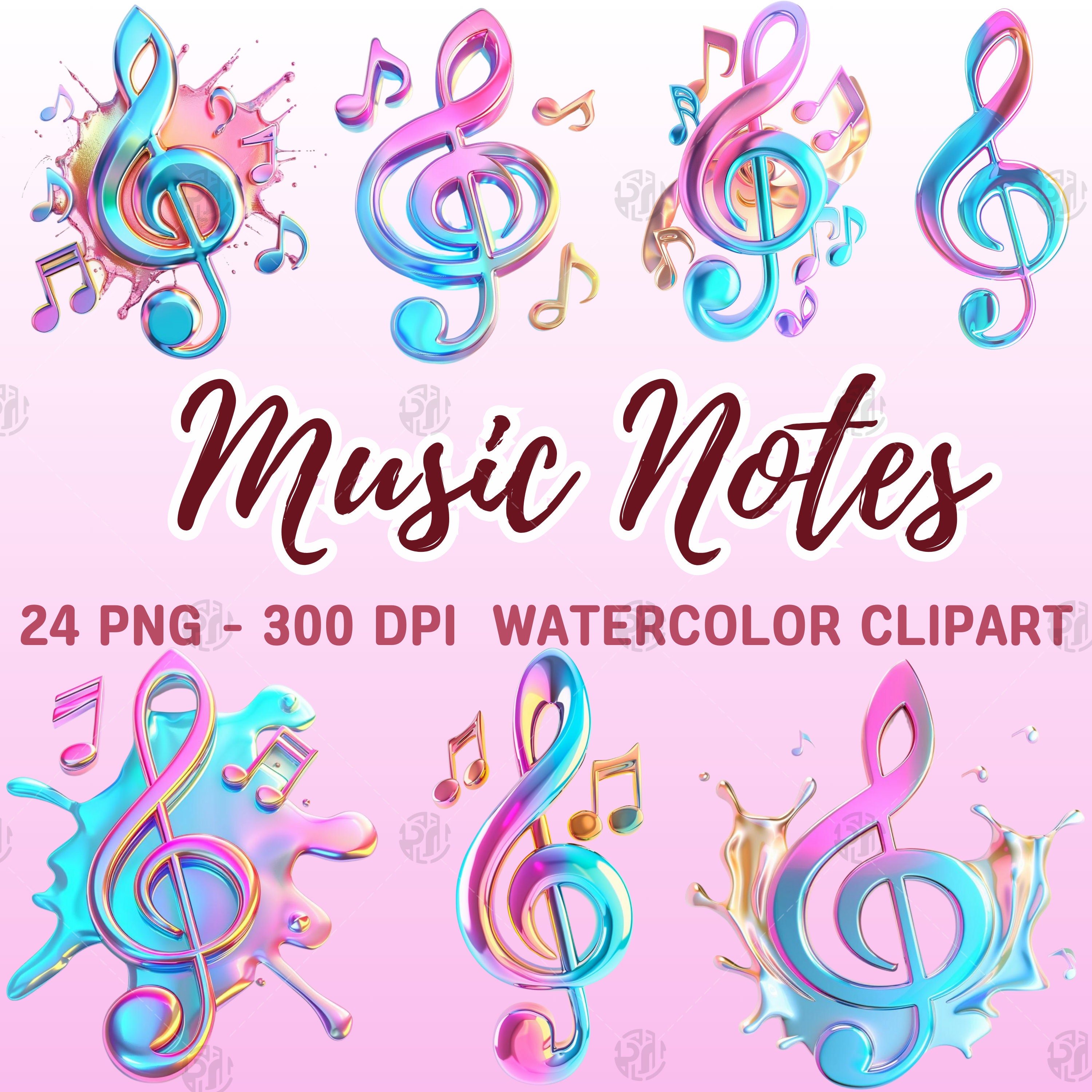 Watercolor Music Notes PNG, Symbol Note Clip Art, Melody Sound Clipart ...