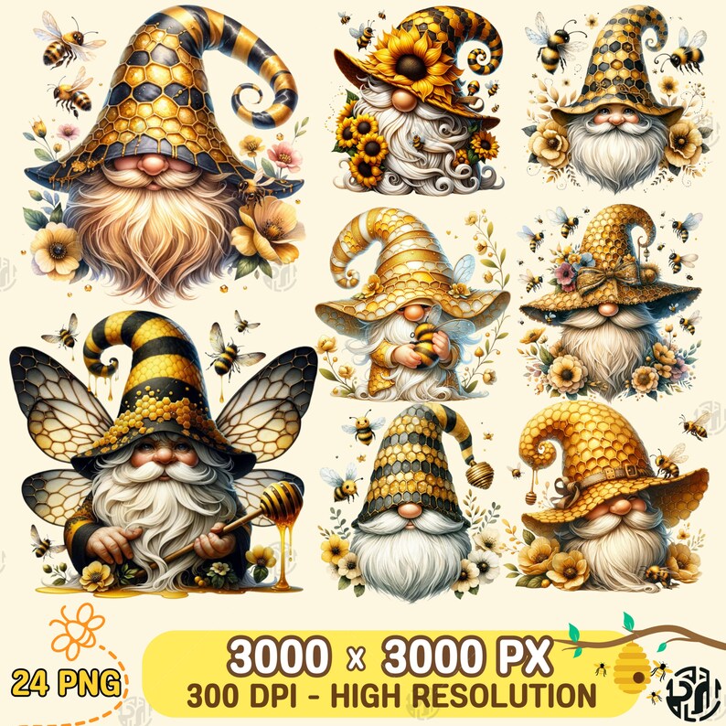 Watercolor Beekeeper Gnome PNG, Cute Flower Bee Gnome Clipart, Gnomes ...