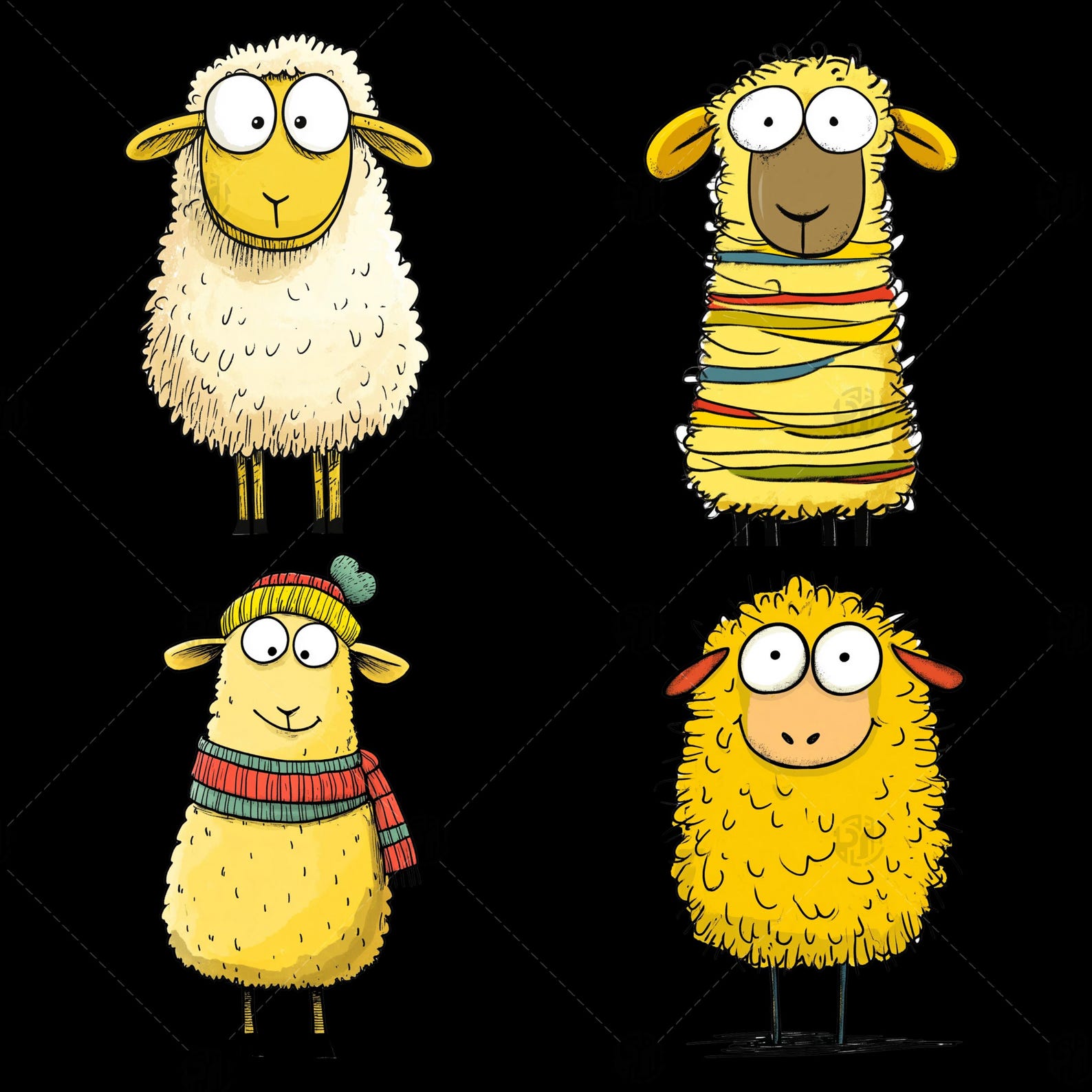 Watercolor Funny Sheep PNG, Cute and Quirky Clip Art, Cartoon Clipart ...