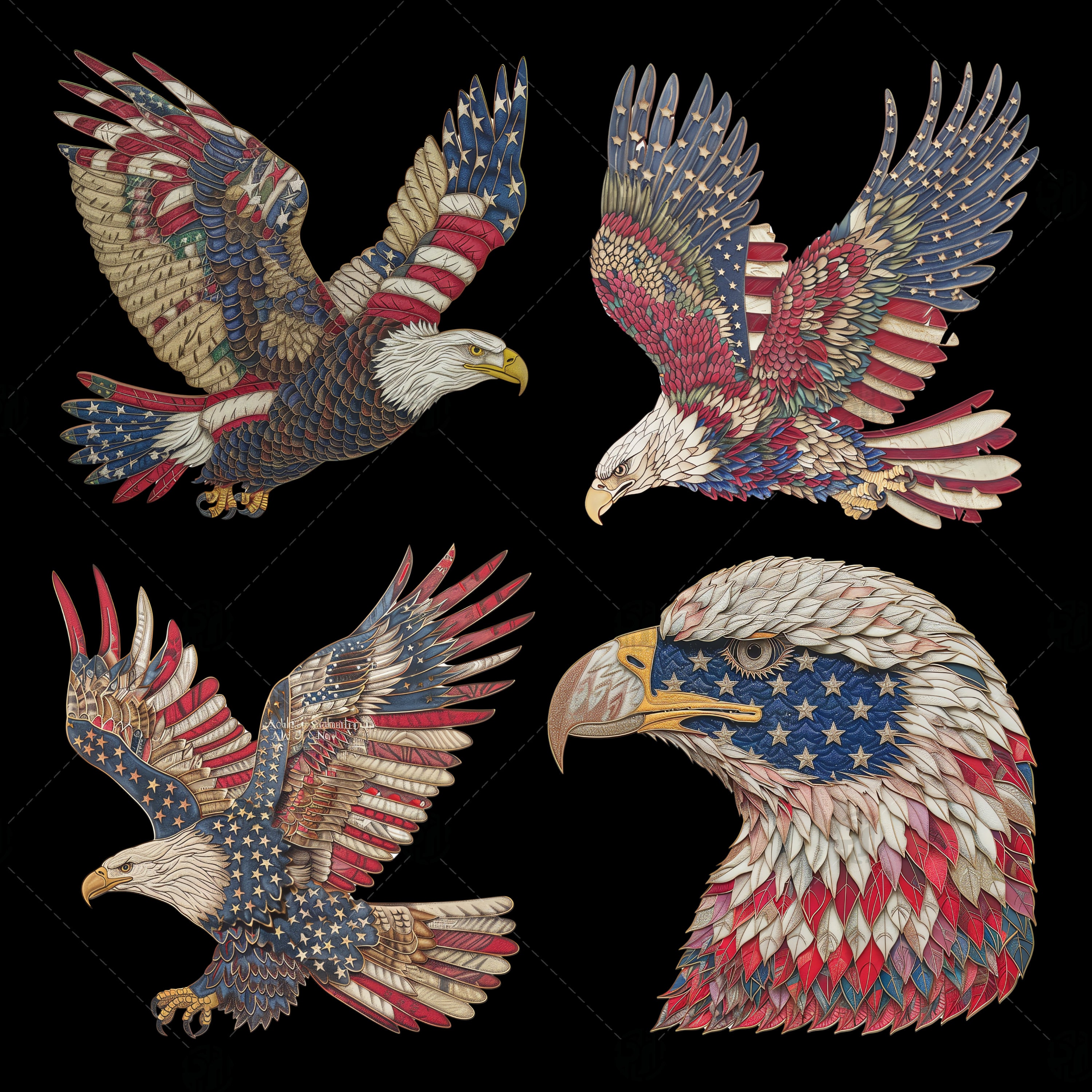 Watercolor Patriotic Eagle PNG, 4th of July Clip Art, American Flag ...