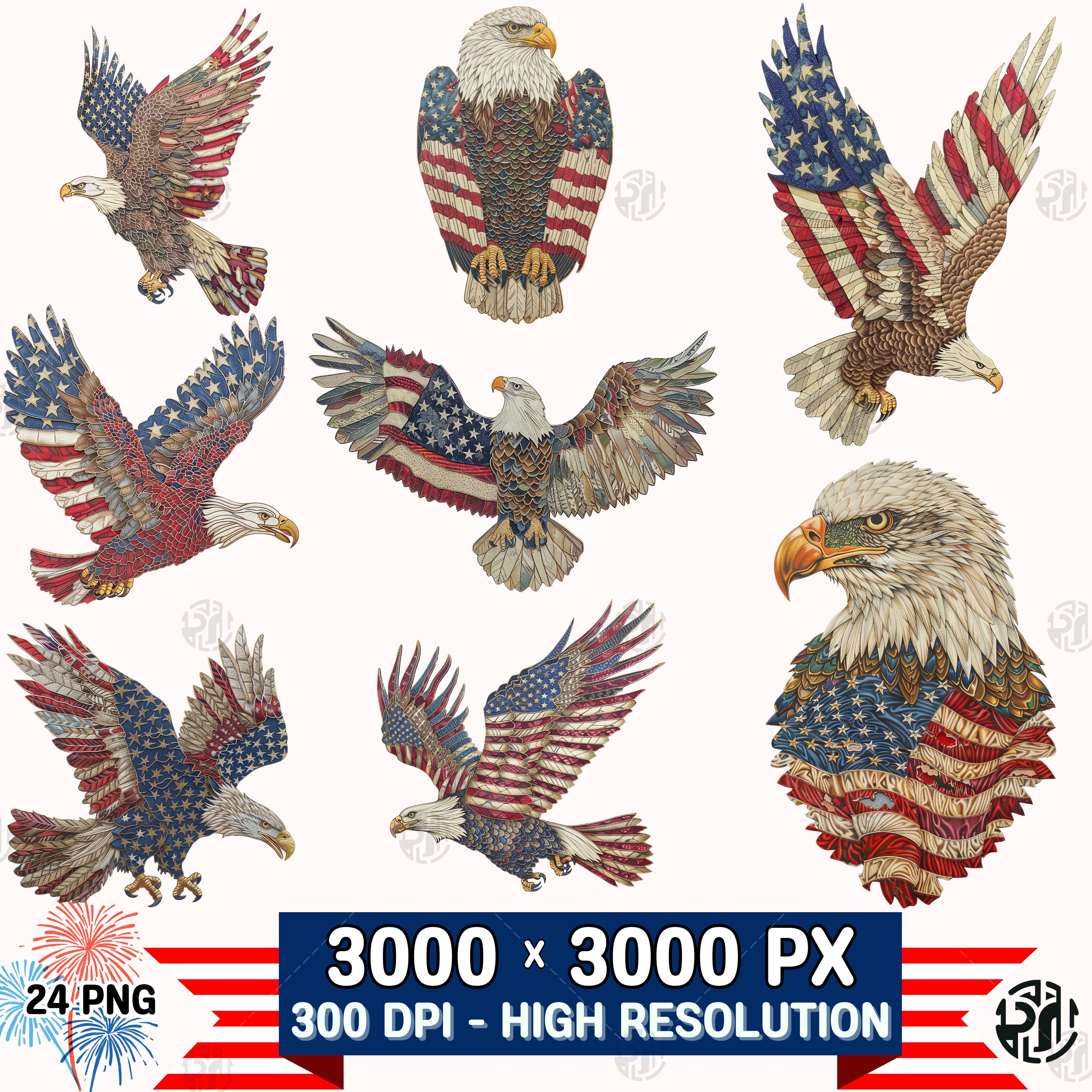 Watercolor Patriotic Eagle PNG, 4th of July Clip Art, American Flag ...