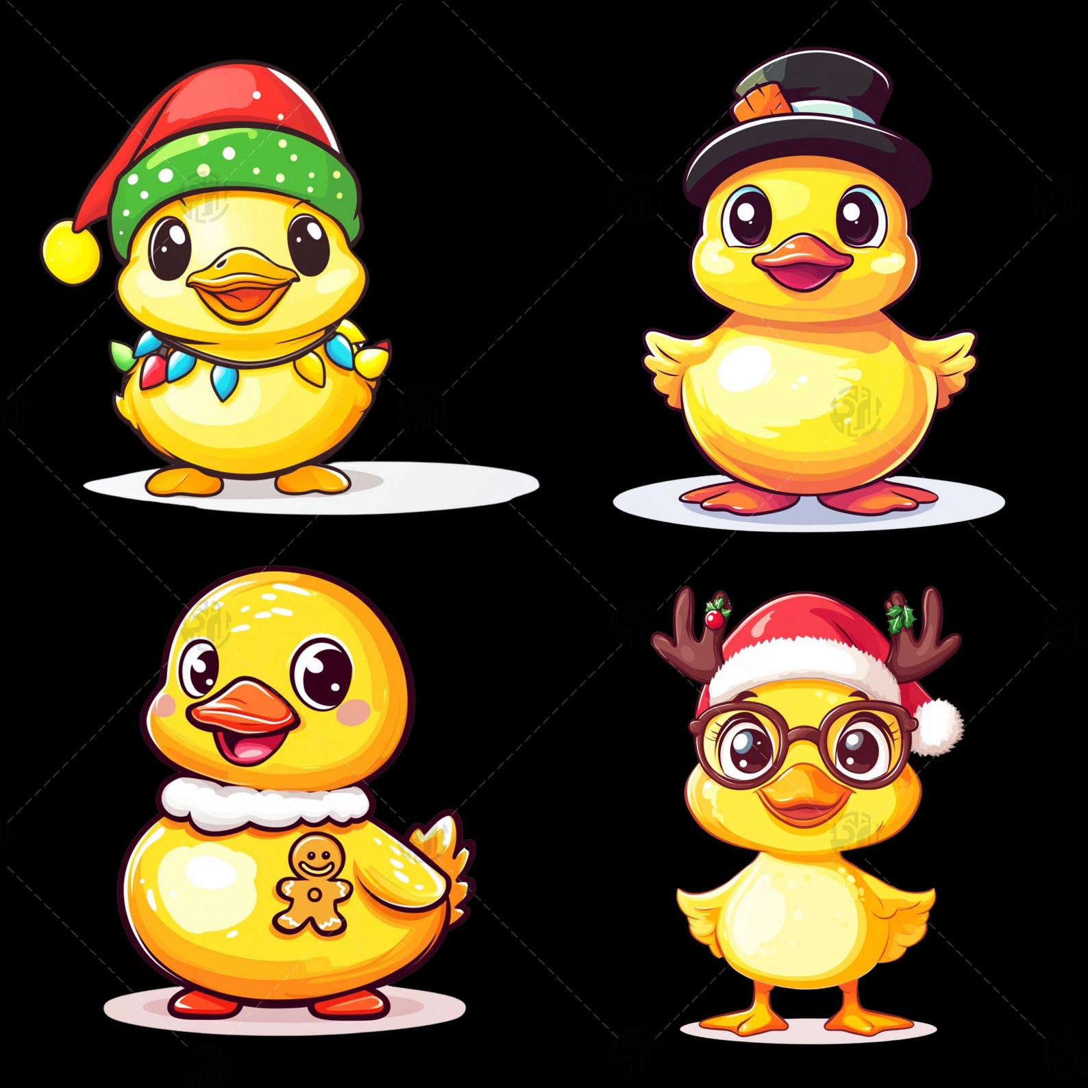 Watercolor Christmas Rubber Duck PNG, Winter Clip Art, Festive Clipart ...