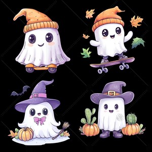 Watercolor Cute Pastel Spooky Ghost PNG, Halloween Clip Art, Kawaii ...