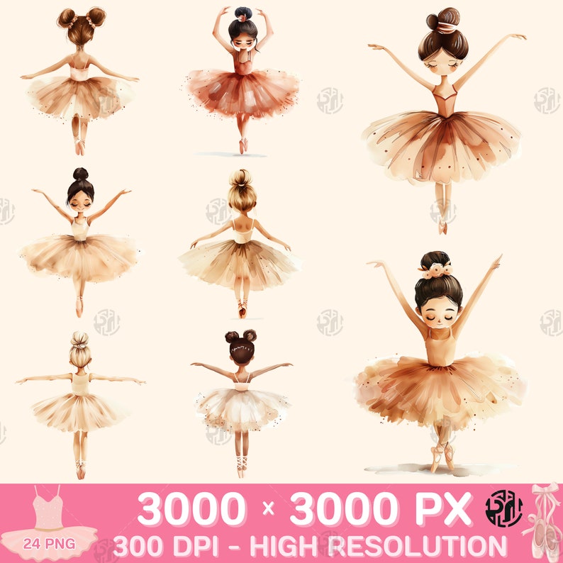Watercolor Elegant Ballerina Dance PNG, Tutu Dress Clip Art, Ballet ...