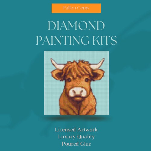 Highland Cow Diamond Painting, 20x20 Cm, DIY Diamond Art, Resin Drills ...
