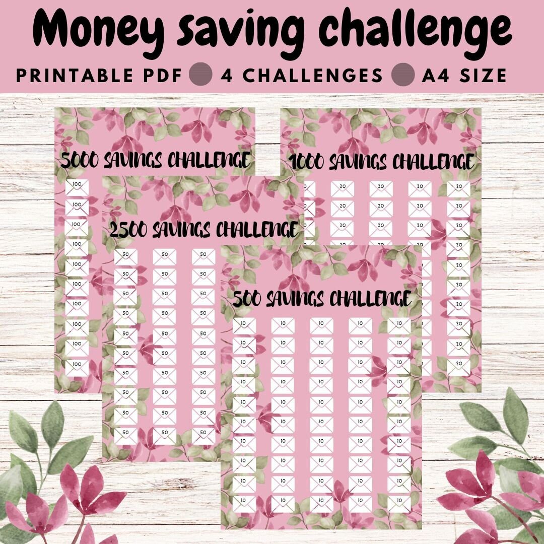 Money Saving Challenge, Savings Tracker Printables, Savings Tracker ...