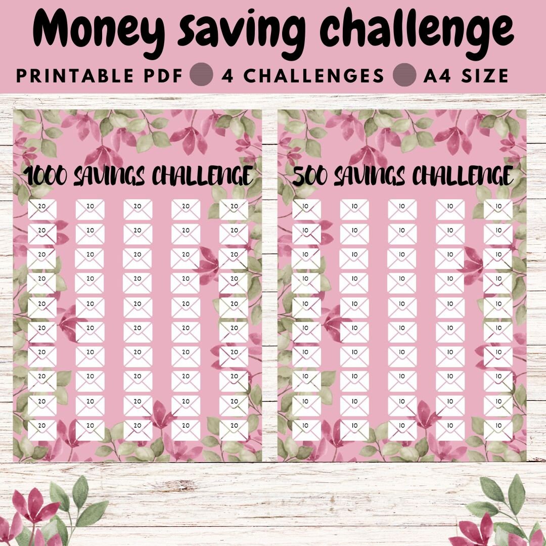 Money Saving Challenge, Savings Tracker Printables, Savings Tracker ...