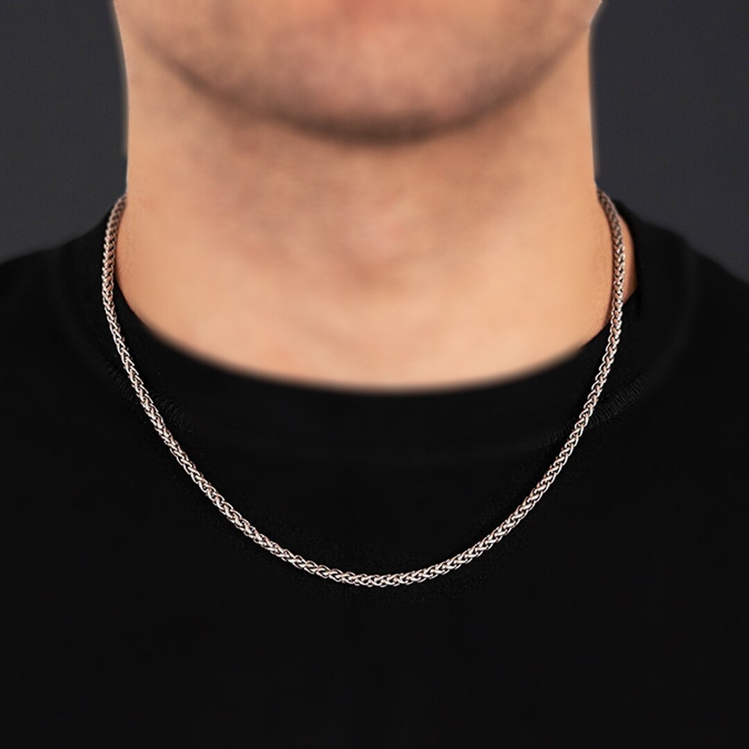 3mm Braided Wheat Chain 316L Stainless Steel Men Women Necklace ...