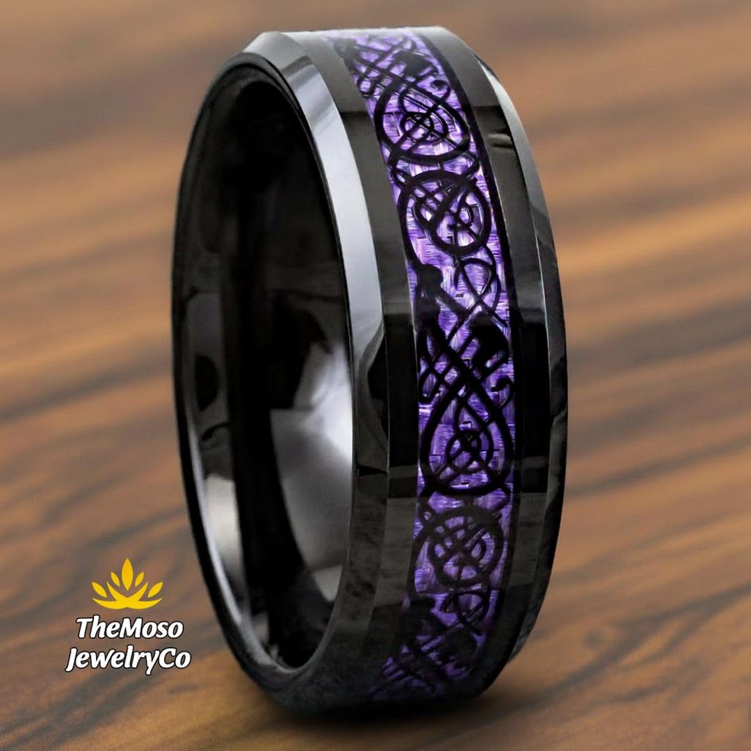 Black Dragon Wedding Band Ring for Men and Women, Tungsten Dragon Ring ...