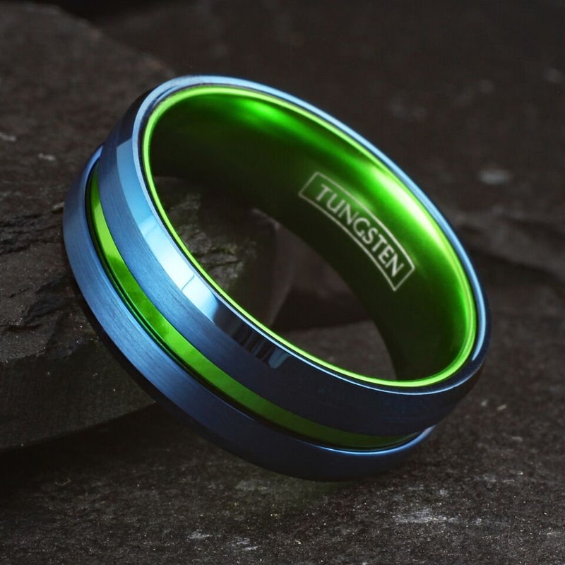 Green Tungsten Ring - Etsy
