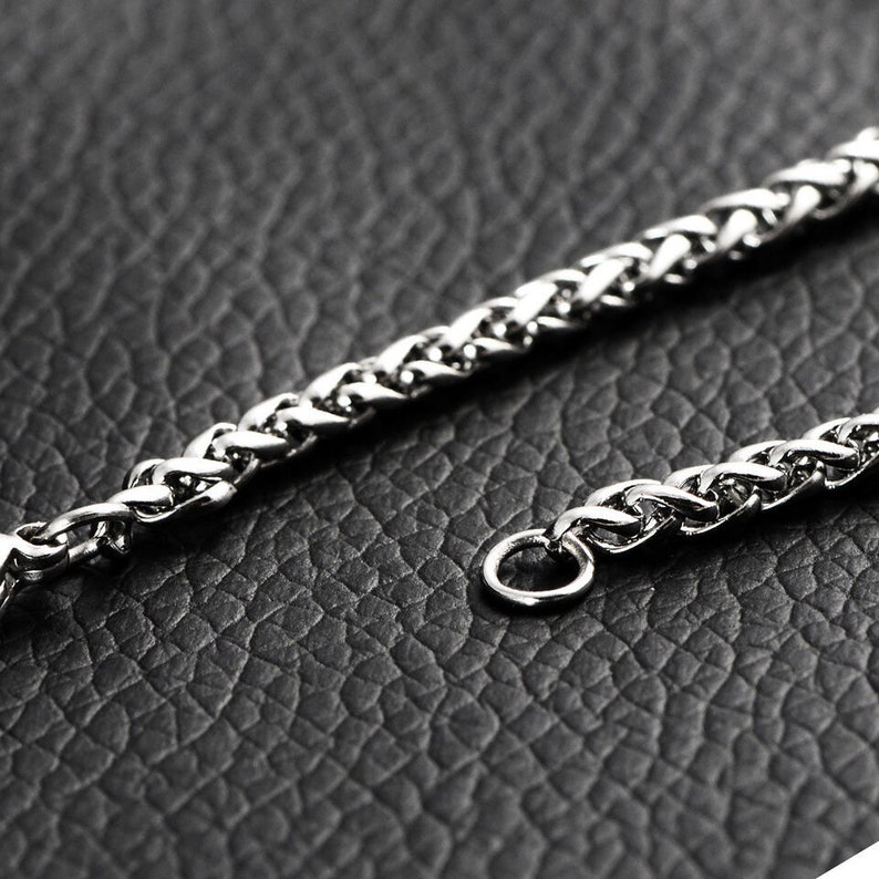3mm Braided Wheat Chain 316L Stainless Steel Men Women Necklace ...