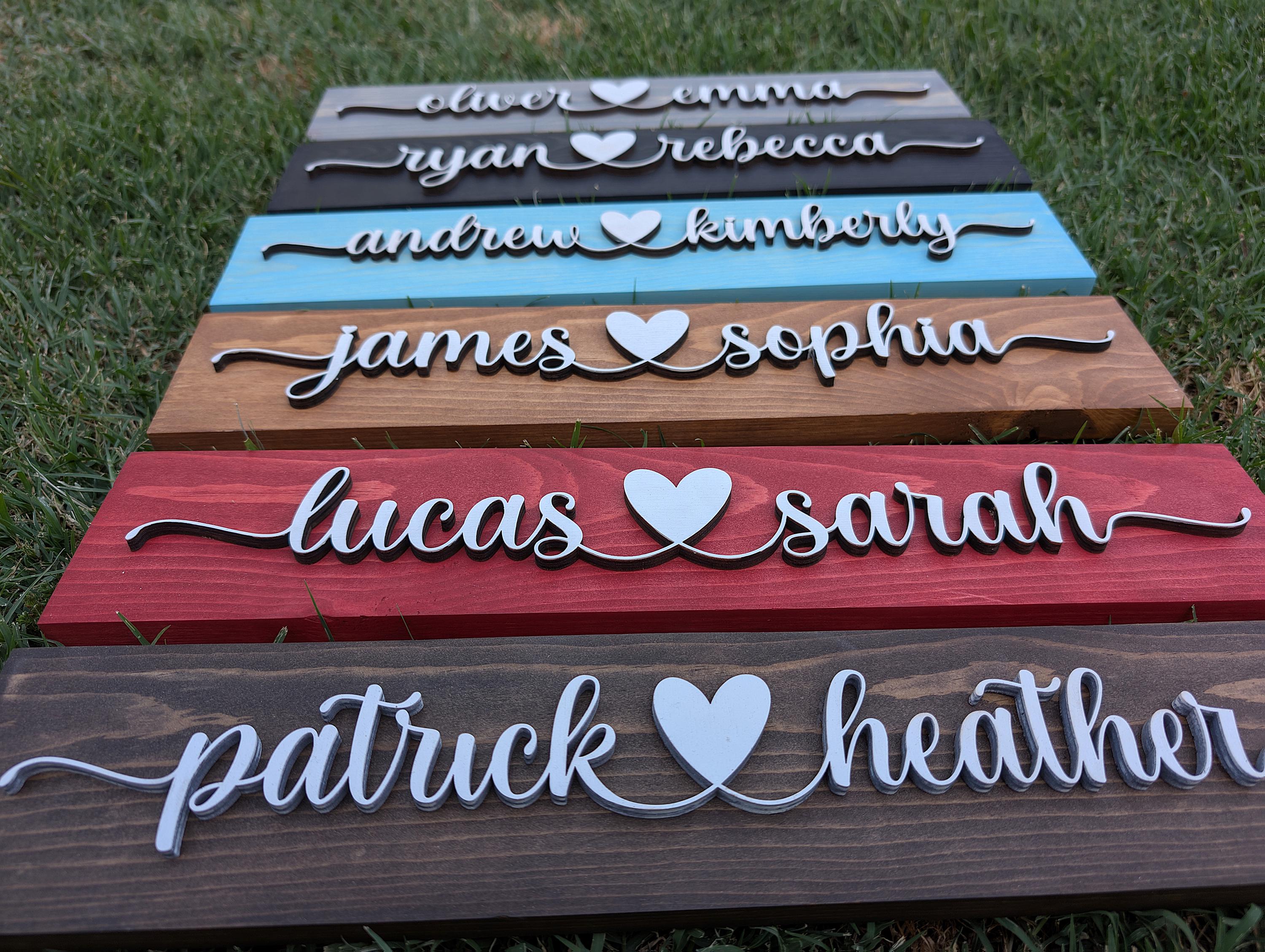 Personalized Couples Name Signs, Custom Couples Established Sign ...