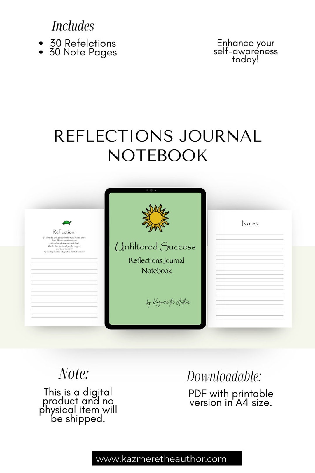 Unfiltered Success Reflections Journal Notebook Digital Reflections ...