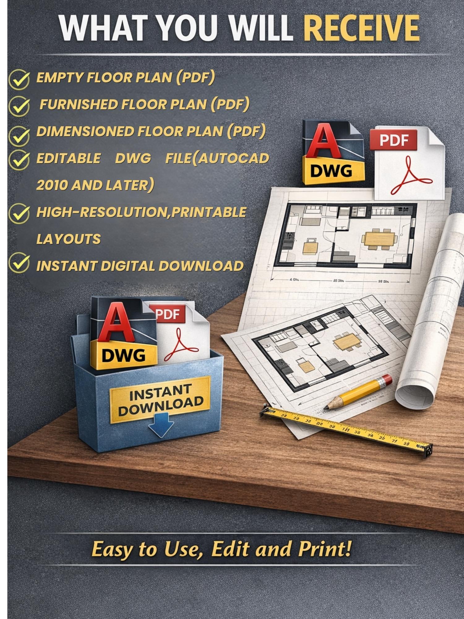 350 Sq Ft Studio Apartment Floor Plan | Minimalist Layout (PDF & DWG ...