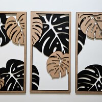 Monstera Leaves Panels Wall Decor SVG DXF - Tropical Leaves Panel ...