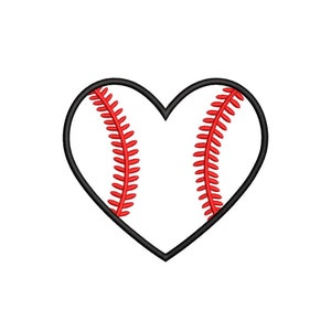 Baseball Heart Machine Embroidery Design, Digital File, 4 Sizes - Etsy