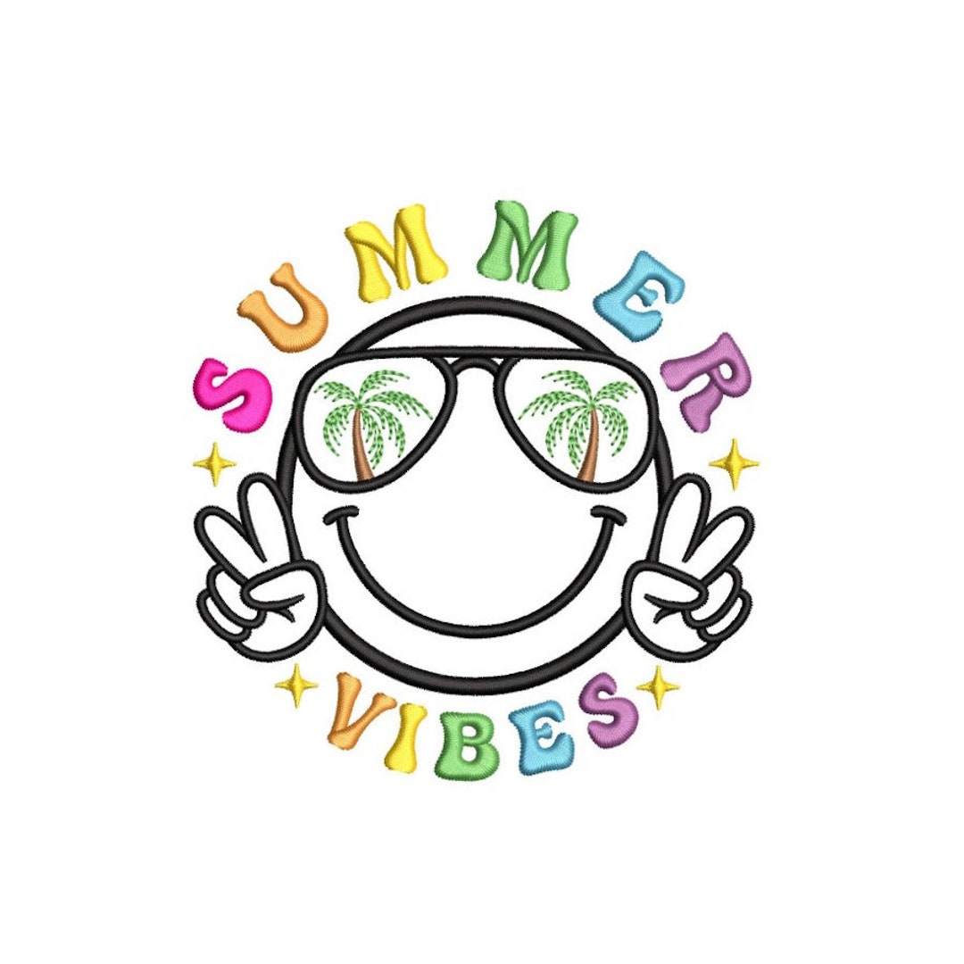 Summer Vibes Embroidery Design, Digital File, 2 Sizes - Etsy