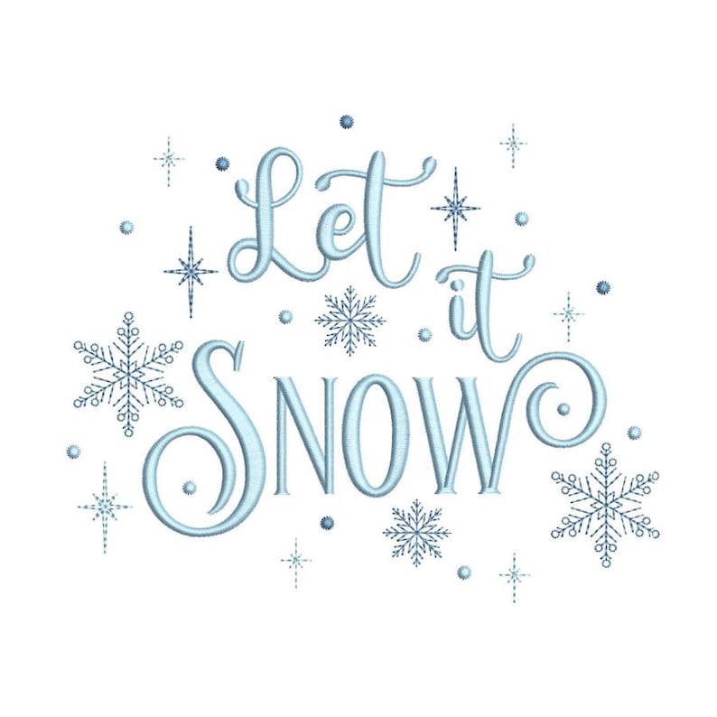 Let It Snow Snowflakes Embroidery Design, Merry Christmas Digital File ...
