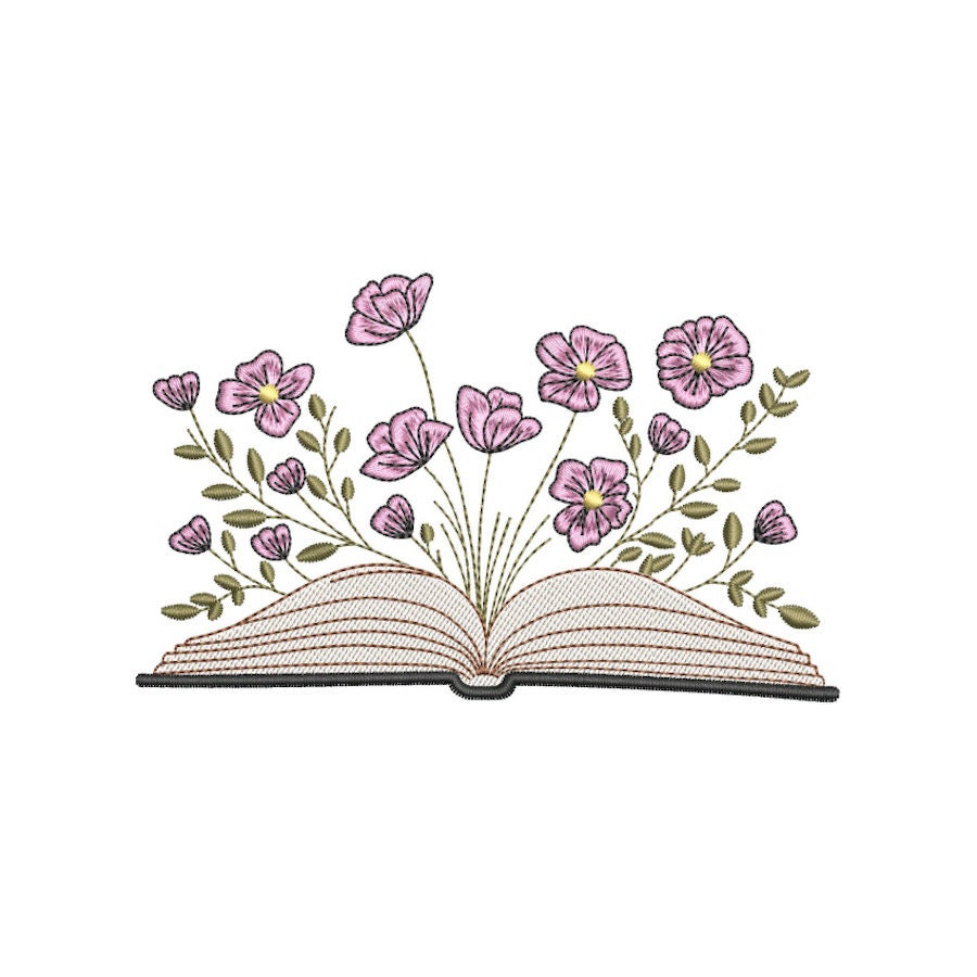 Floral Book Embroidery Design, Digital File, 3 Sizes - Etsy